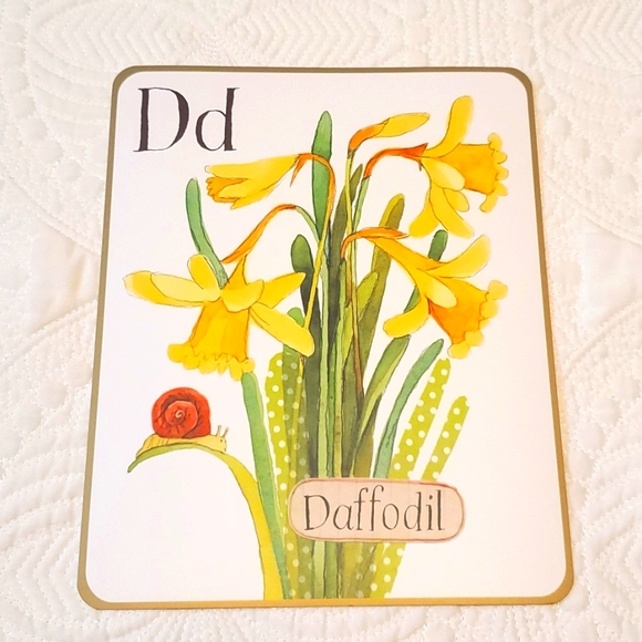 Art | 4 For 25 Letter D Daffodil Card With Snail | Poshmark
